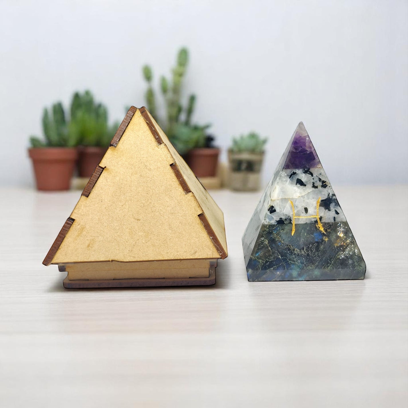 Pisces Zodiac Crystal Pyramid – Amethyst, Rainbow Moonstone ...